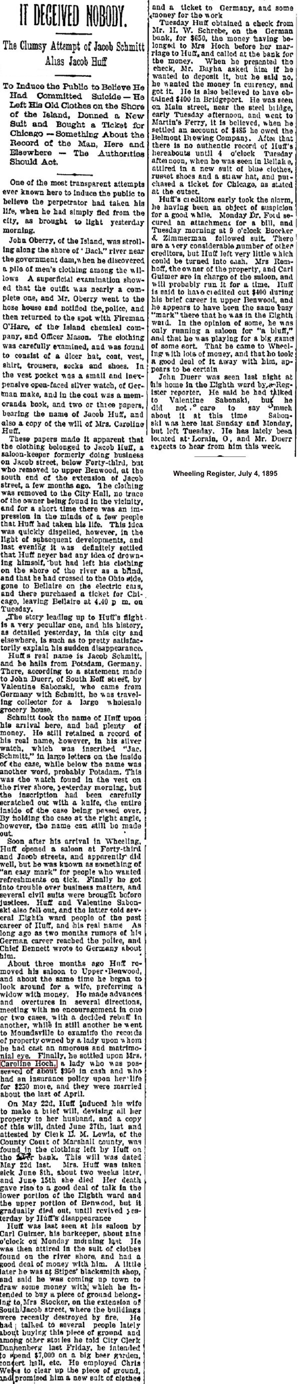 Caroline Miller Hoch Huff - Victim of a Serial Killer - Wheeling, West ...